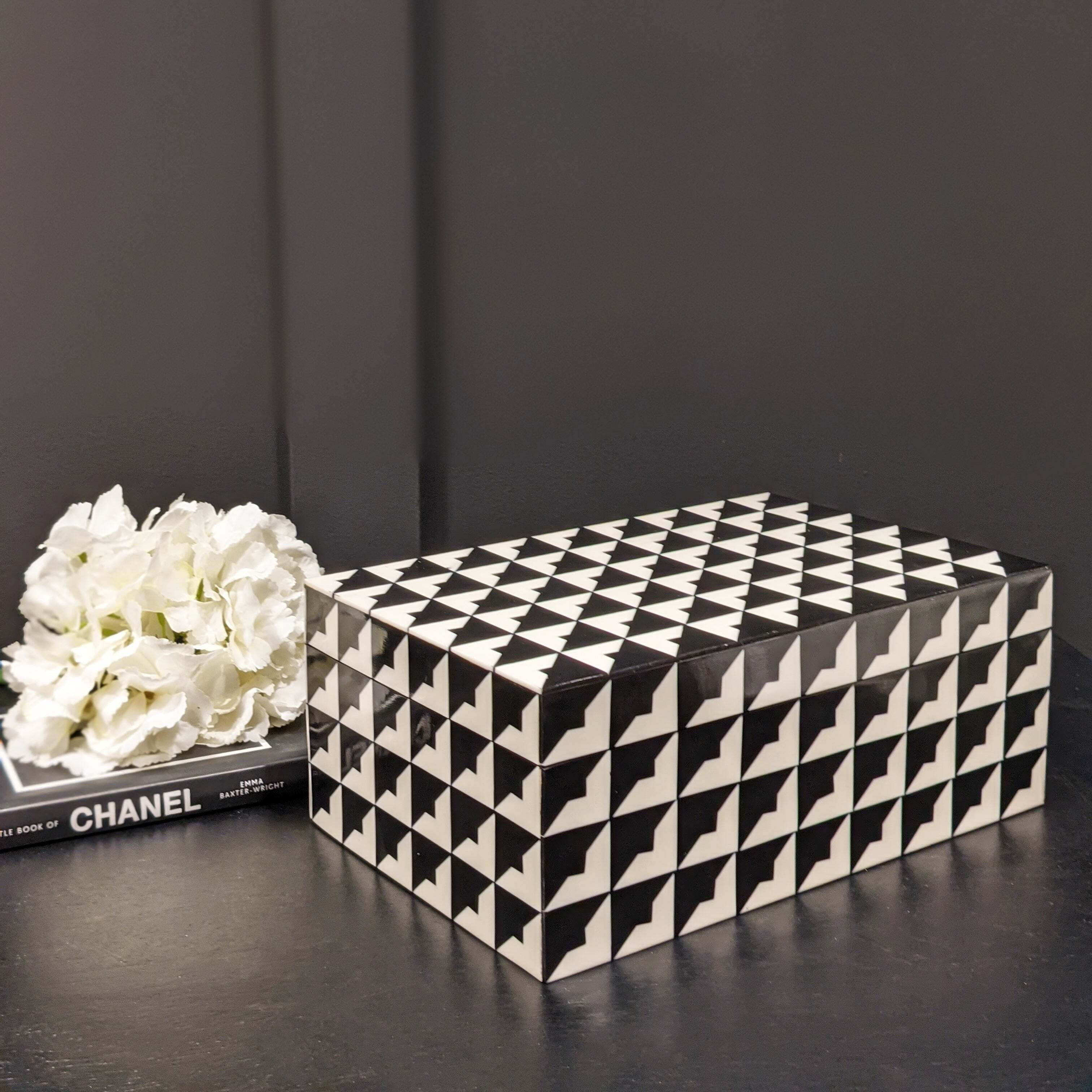 Gino Black & White Large Trinket Box by Rowen Homes | ufurnish.com