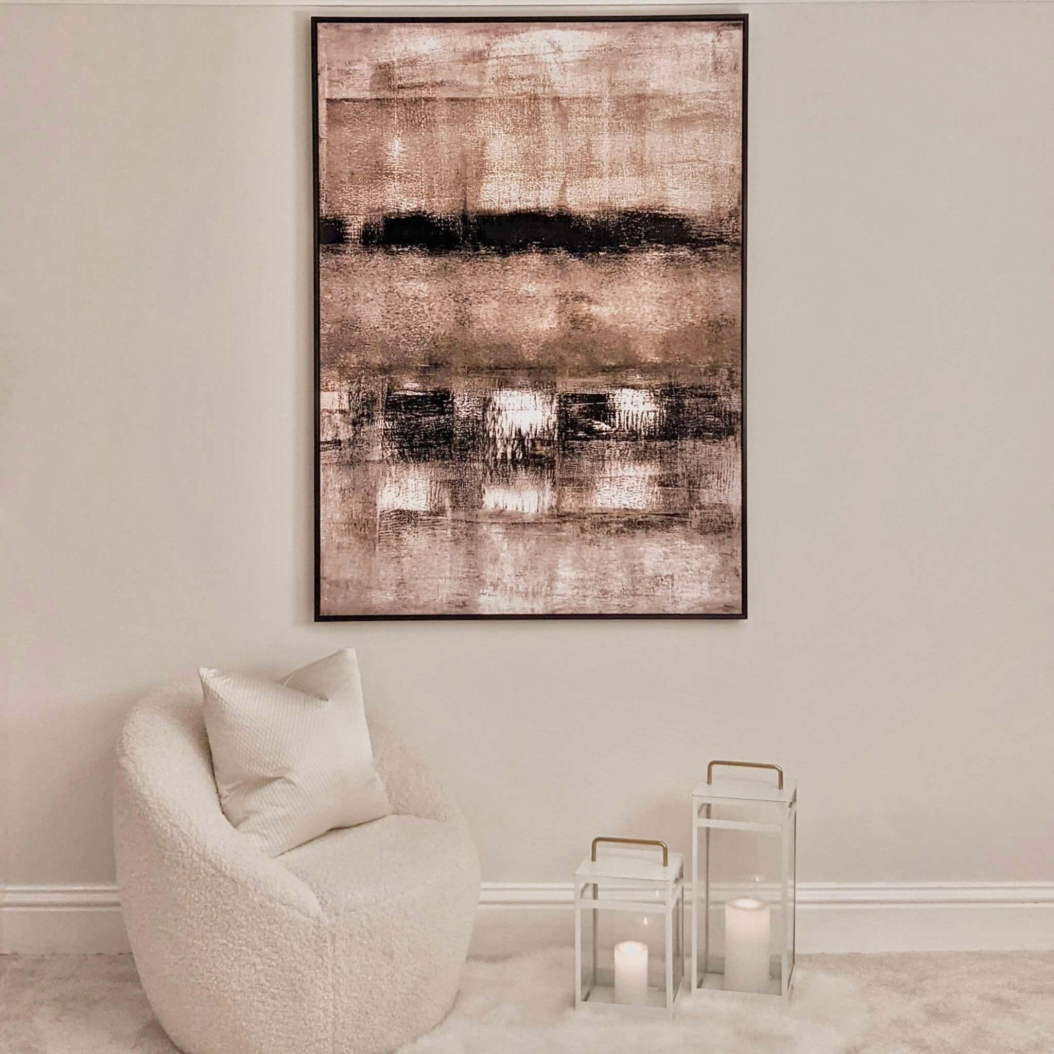 Rosalie Large Neutral Abstract Wall Art by Rowen Homes | ufurnish.com