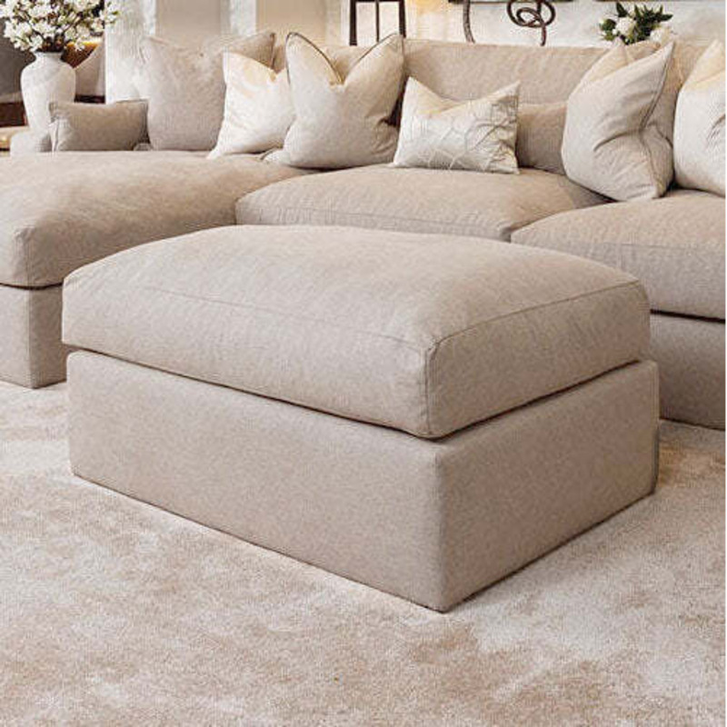 Tribeca Ash Greige Large Footstool by Rowen Homes | ufurnish.com