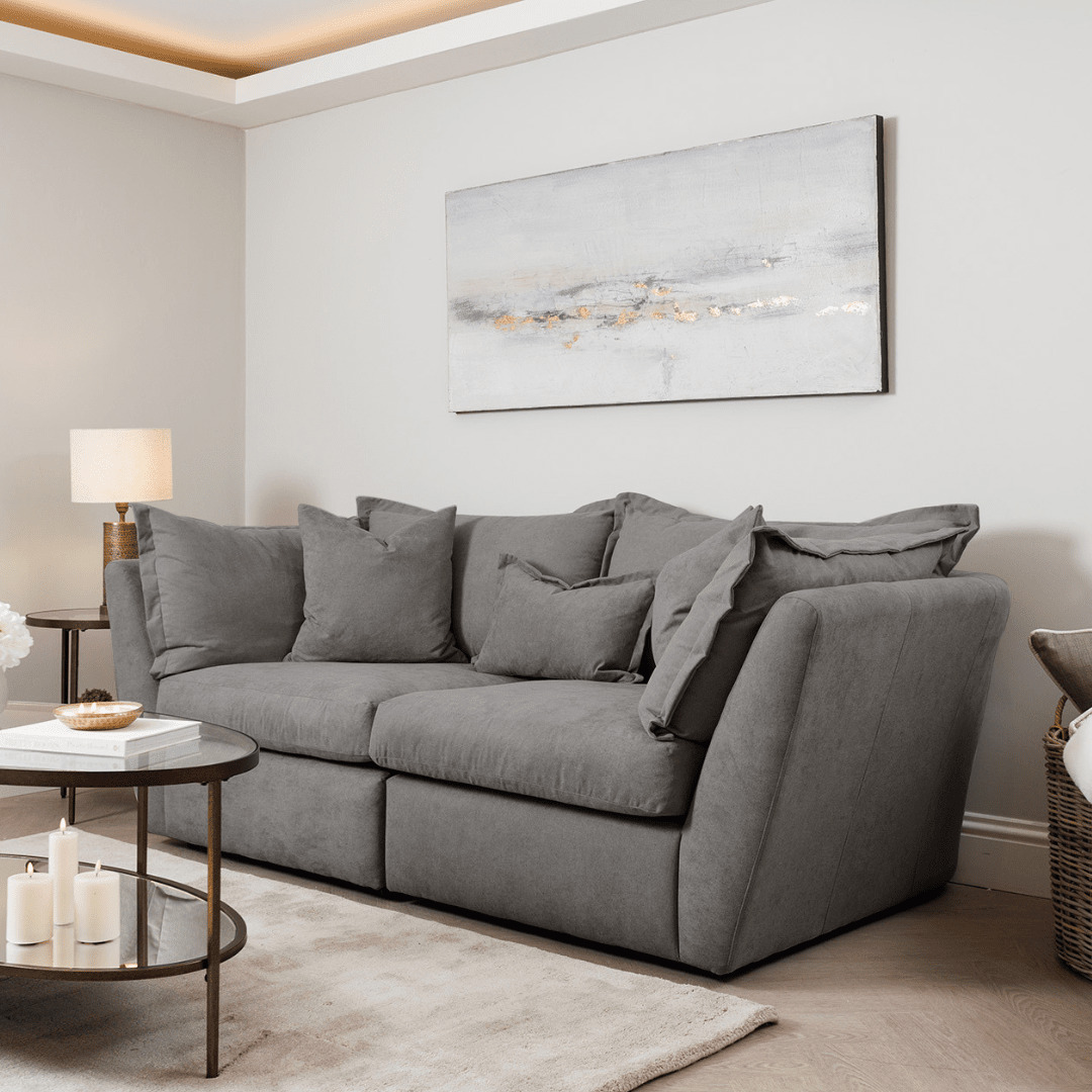Addison Pewter Grey Sofa Range, Love Seat by Rowen Homes | uFurnish.com