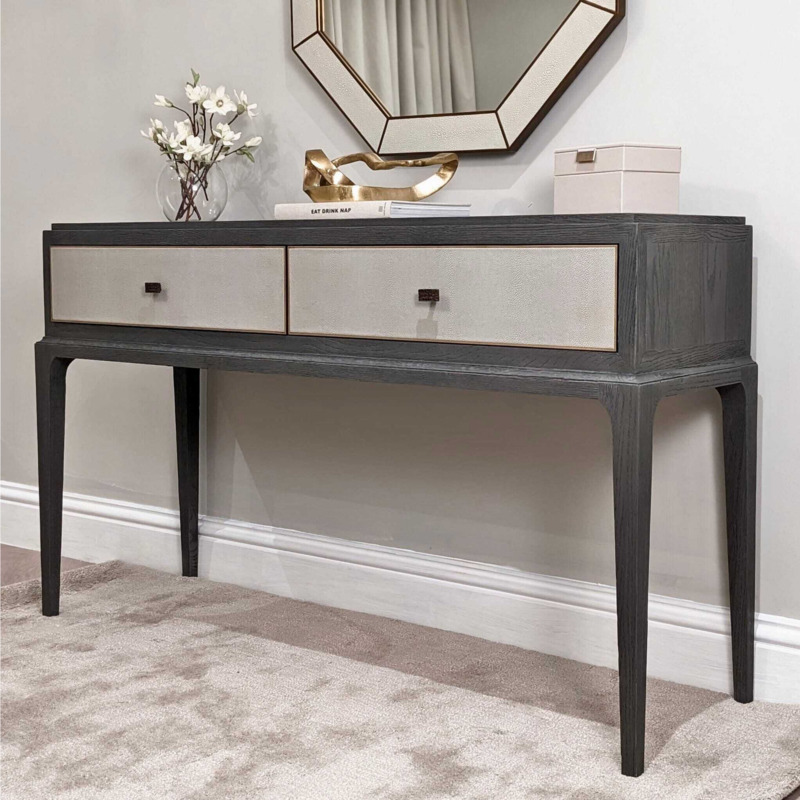 Trésor Luxury Shagreen & Solid Brass Wooden Console Table by Rowen ...