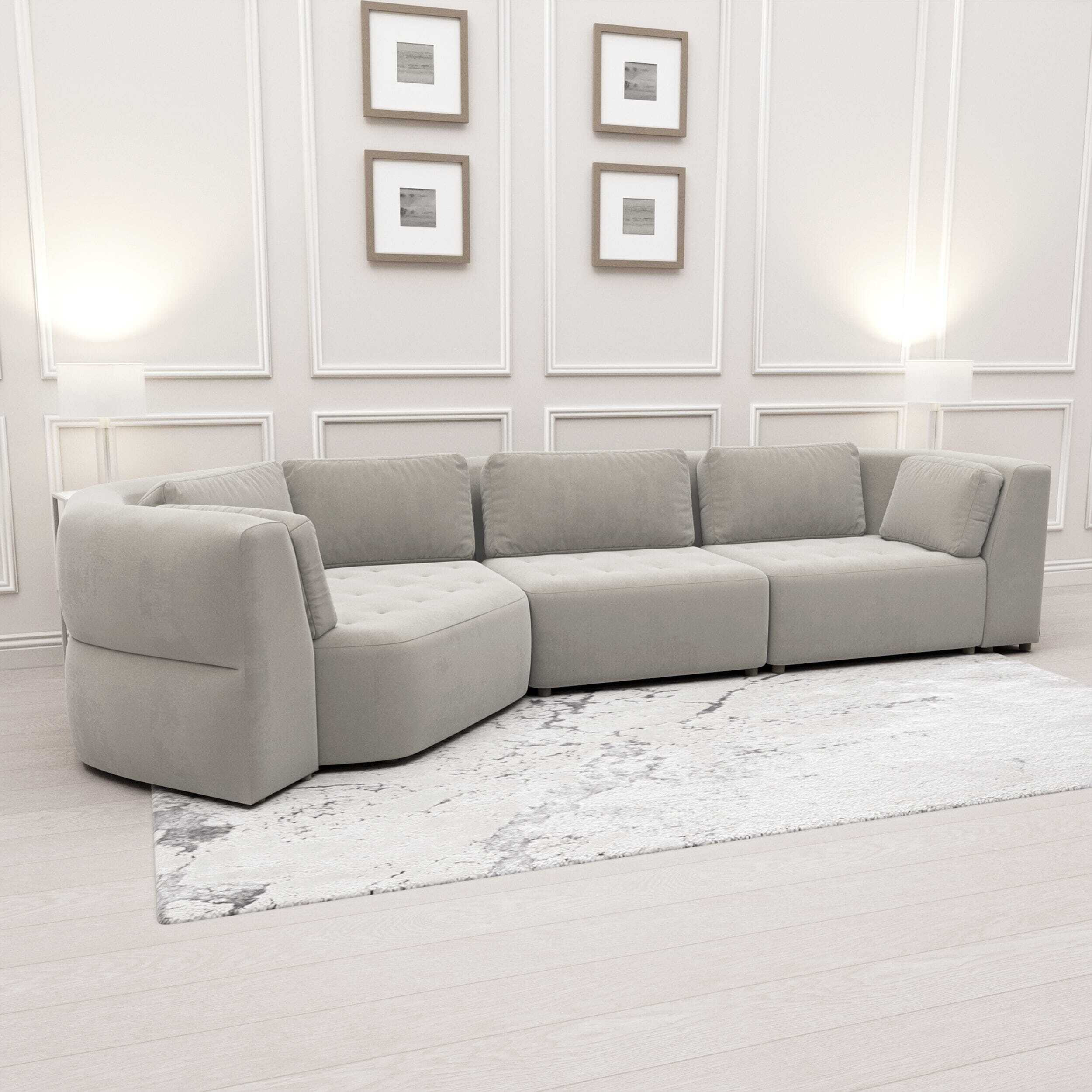 Cuddle XL Luxury Mist Grey Angled Corner Sofa, Right Hand Facing by ...