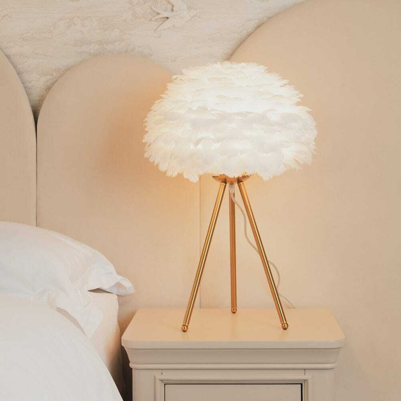 Florina White & Gold Tripod Feather Table Lamp by Rowen Homes ...