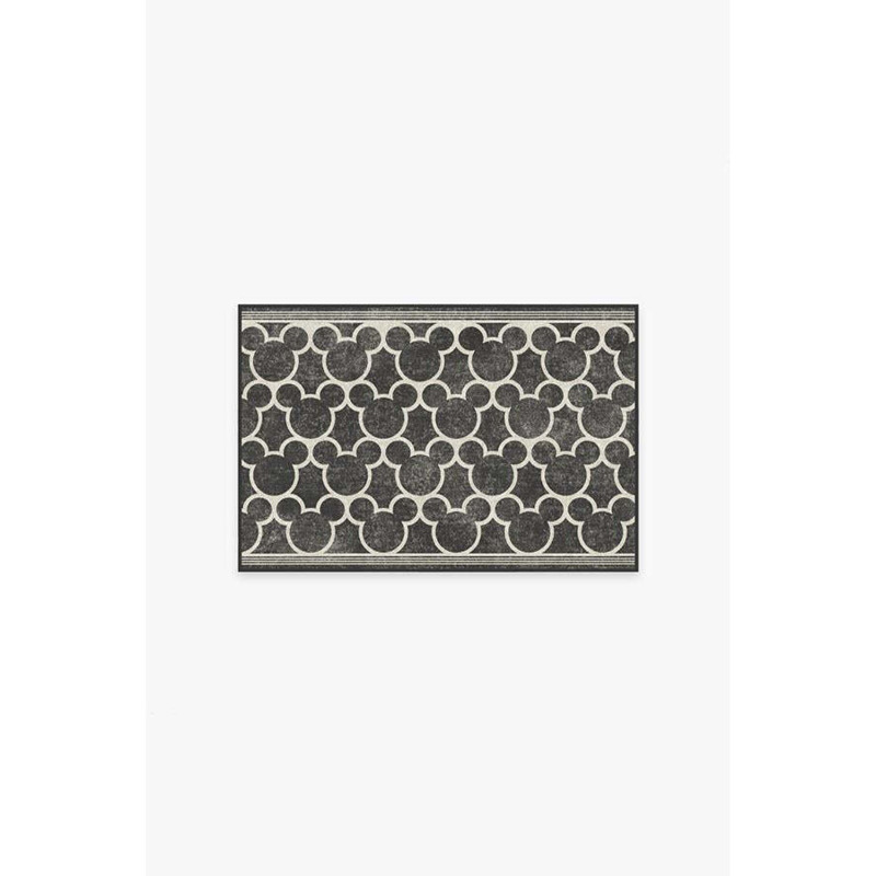 Mickey Trellis Black Rug - 60x90 - Machine Washable Area Rug - Kid ...