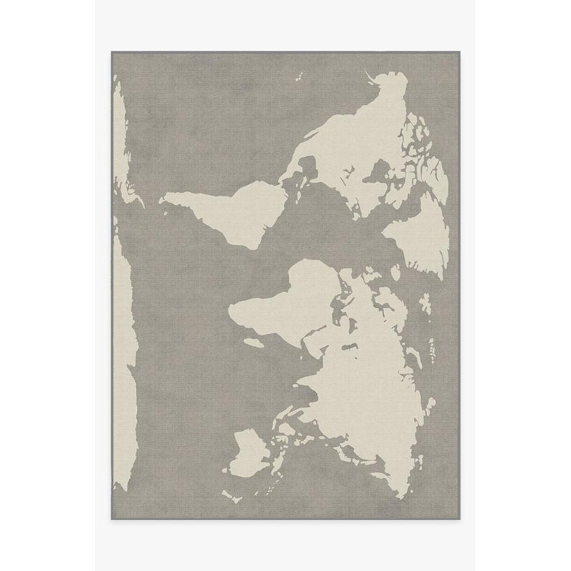World Map Charcoal Rug - 275x365 - Machine Washable Area Rug - Kid ...