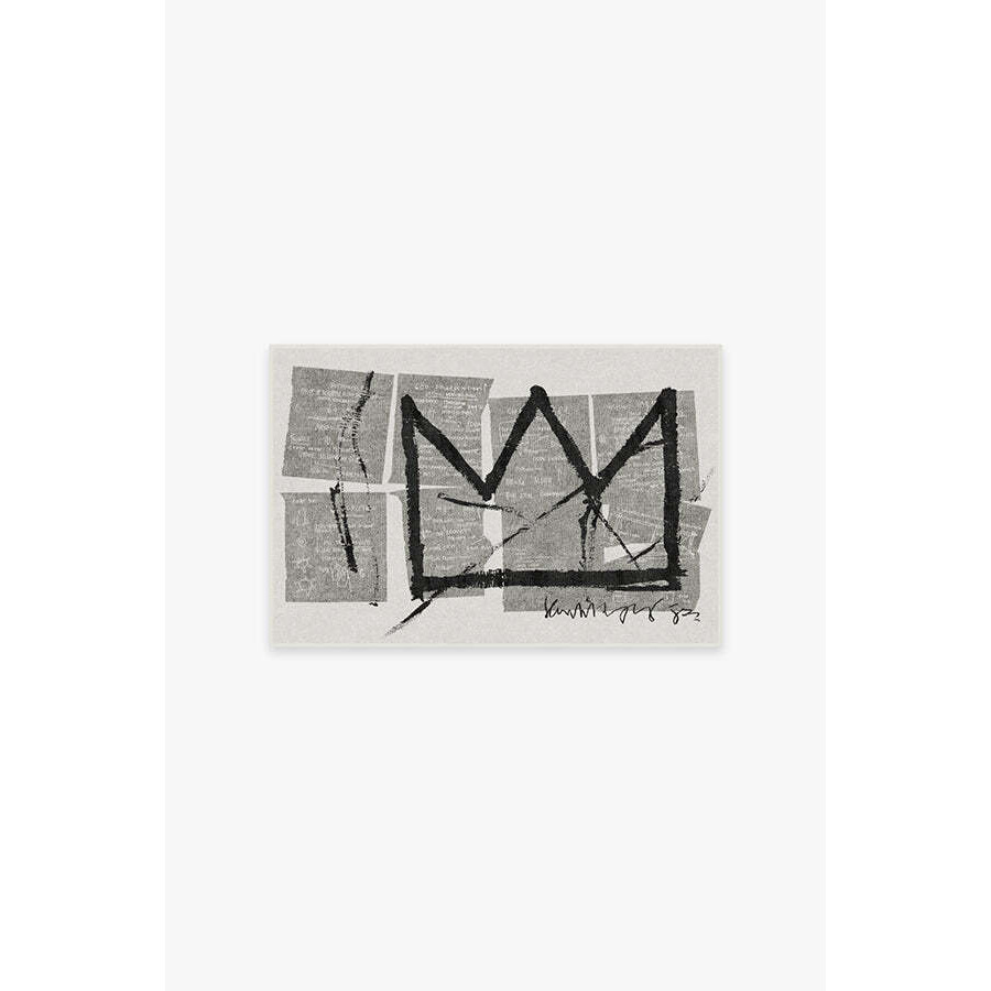 Jean-Michel Basquiat Dollars In Dimes Greyscale Tufted Rug - 60x90 ...