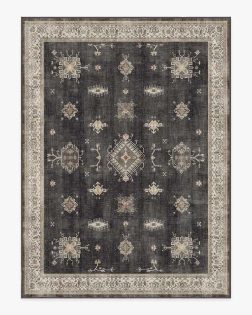 Verena Dark Wood Flatwoven Rug Black - 275x365 - Machine Washable Area ...