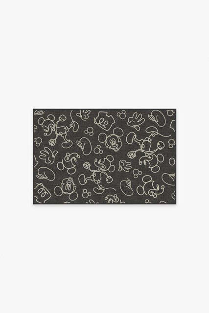 Mickey Doodles Onyx Tufted Rug Black - 60x90 - Machine Washable Area ...