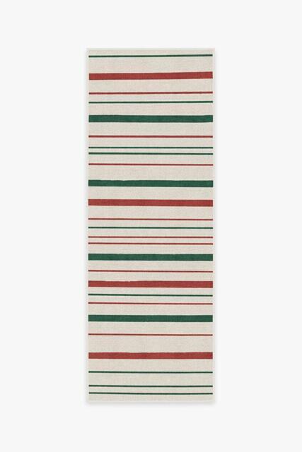 Hudson Stripe Red & Green Flatwoven Rug - 75x215 - Machine Washable ...