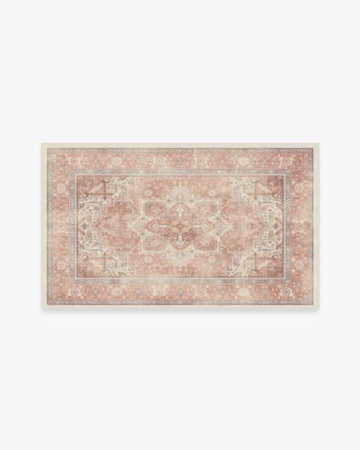 Kamran Rose Rug Pink - 90x150 - Machine Washable Area Rug - Kid & Pet ...