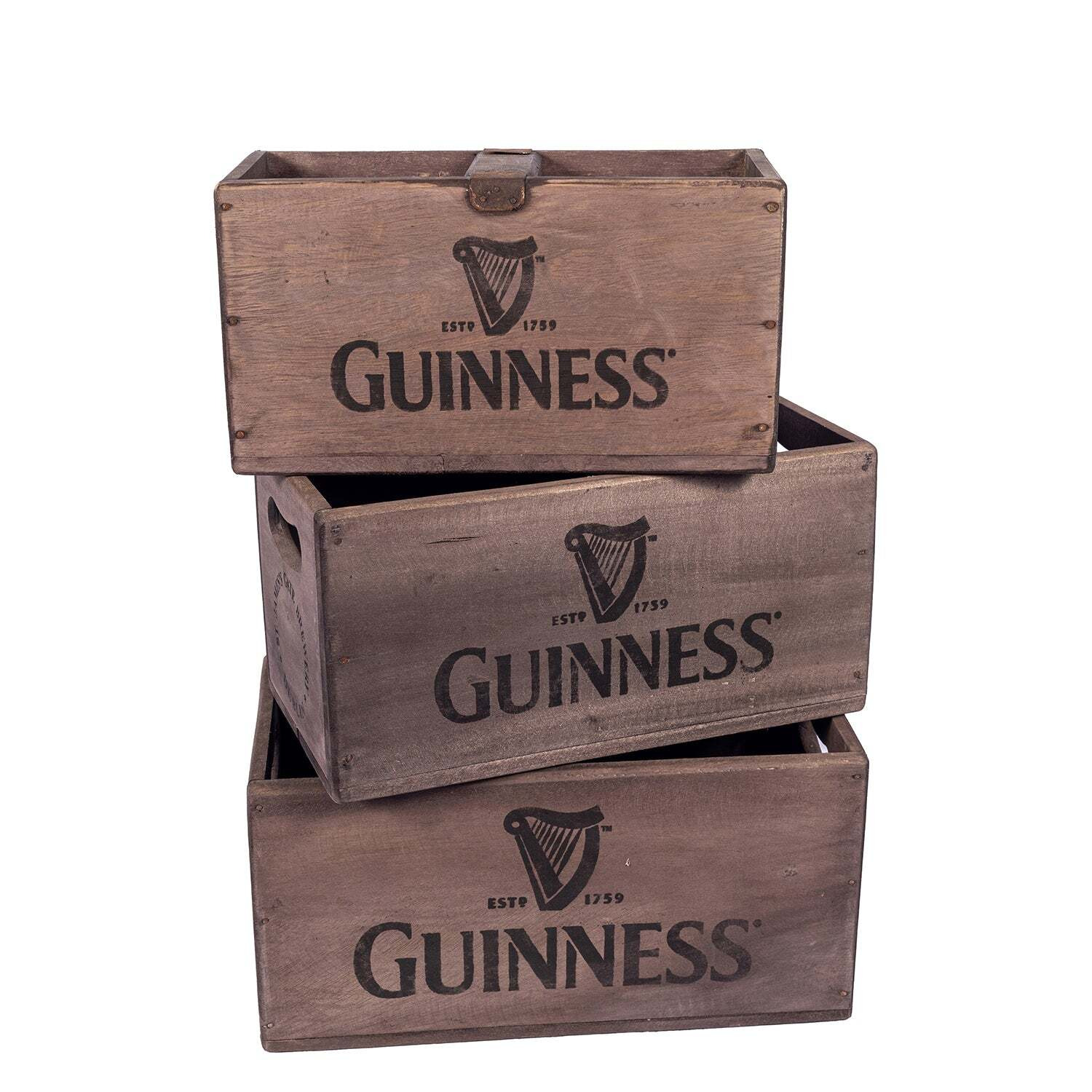 Set of 3 Nesting Rectangular Fish Boxes - Guinness with Harp Logo by ...