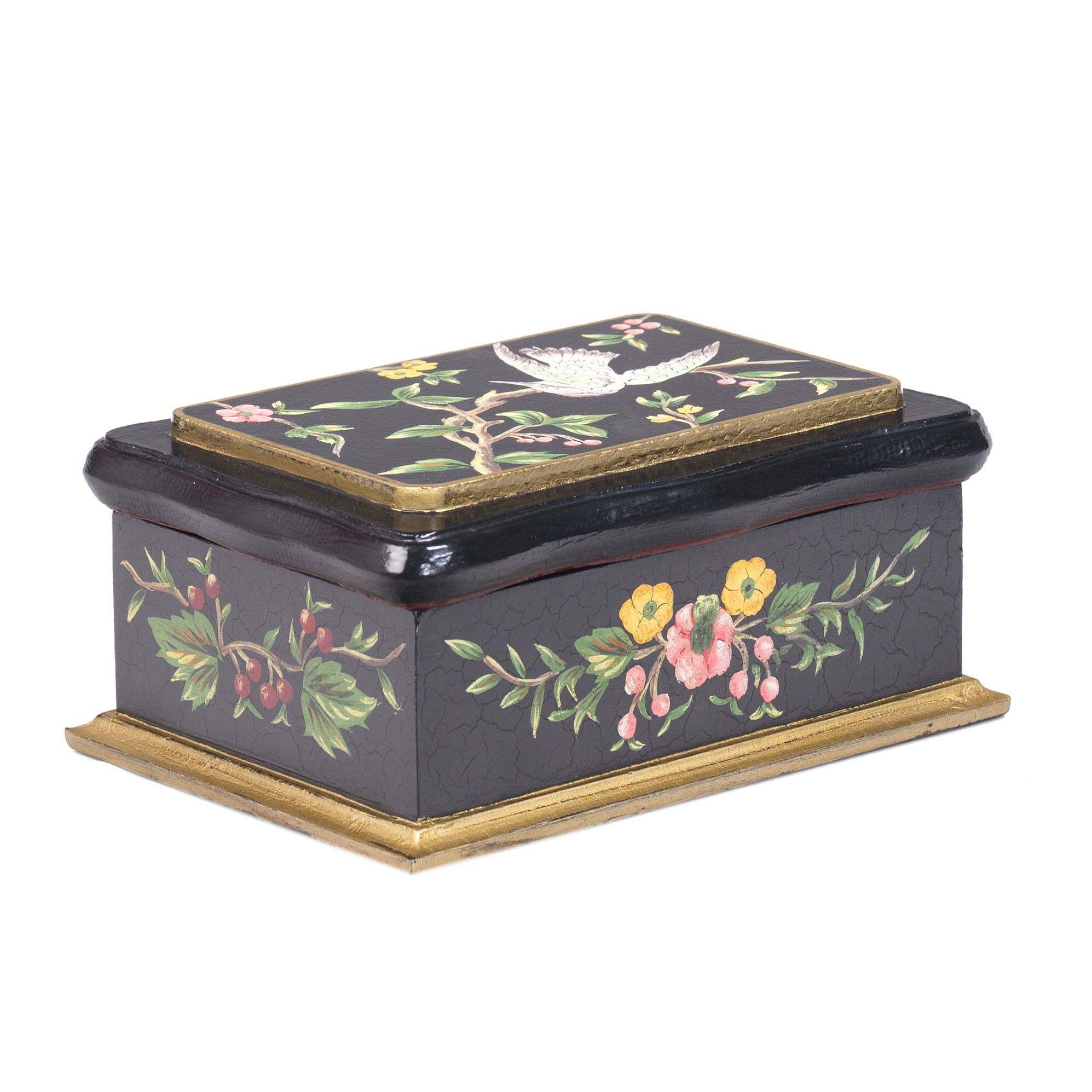 Black Lyre Bird Design Wooden Box by SARRU | ufurnish.com