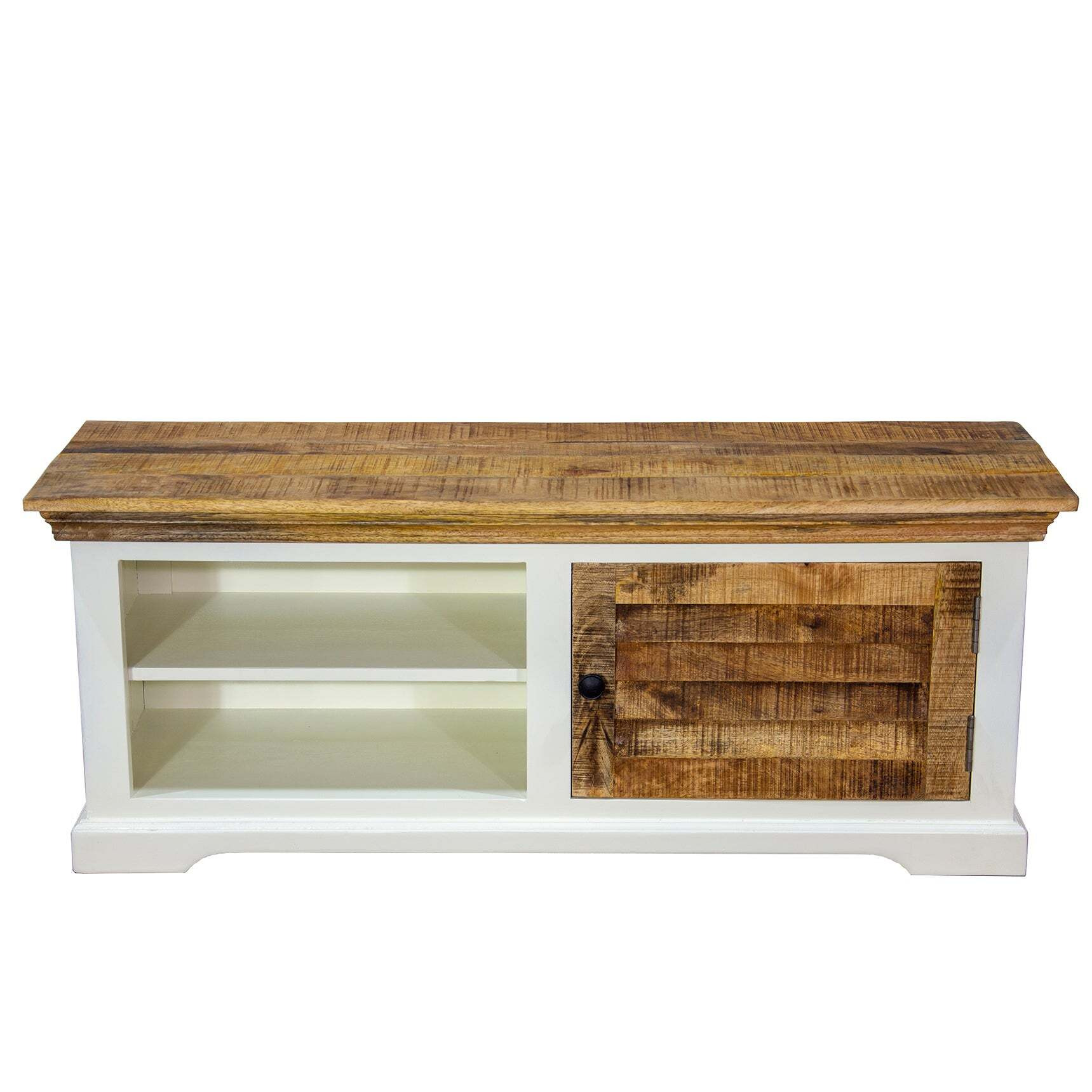 2 Tone TV Unit with Shelf and Louvered Door by SARRU | ufurnish.com