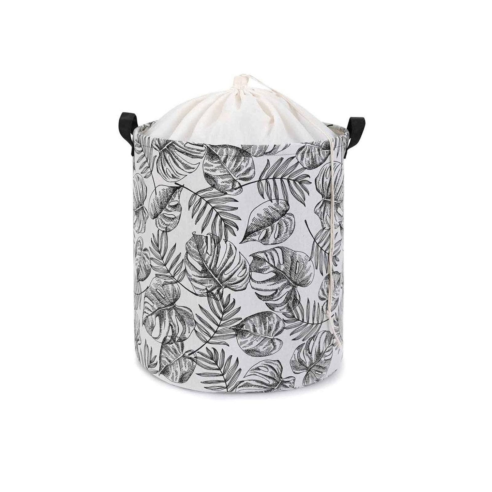 Tropical Patterned Laundry Basket, Black - White by Sazy | ufurnish.com
