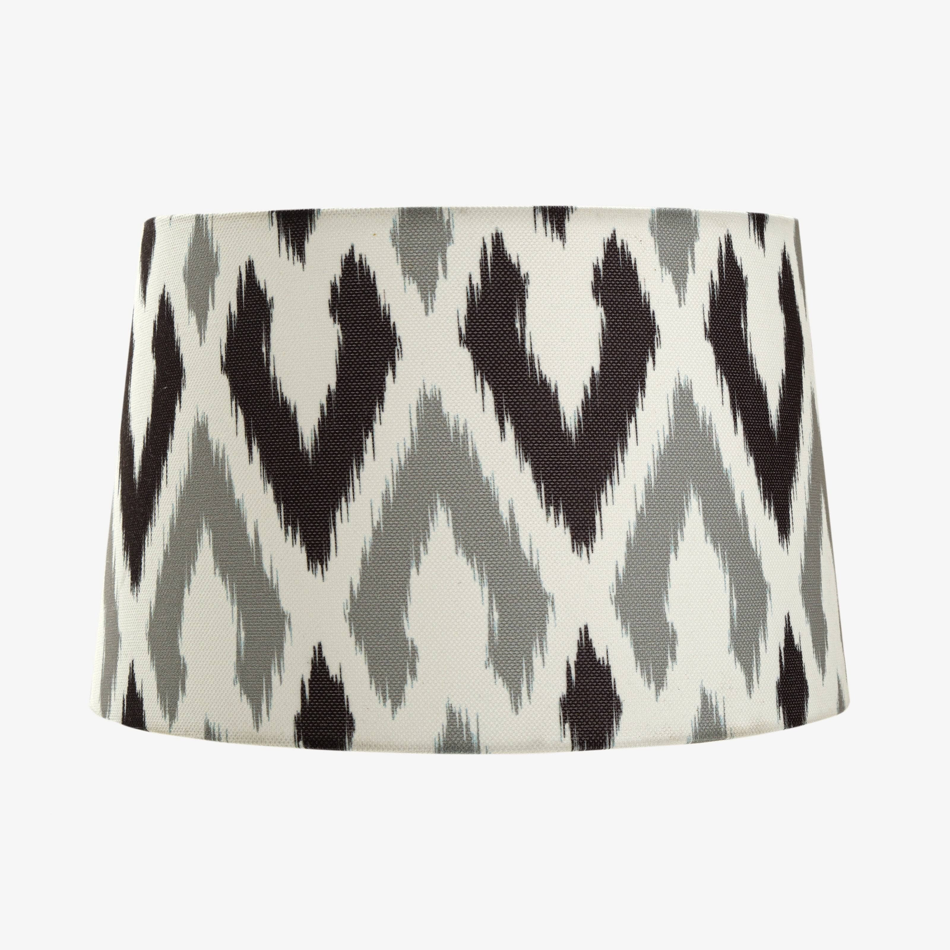 Ola Ikat Print Linen Lamp Shade, Off-White - Black by Sazy | ufurnish.com
