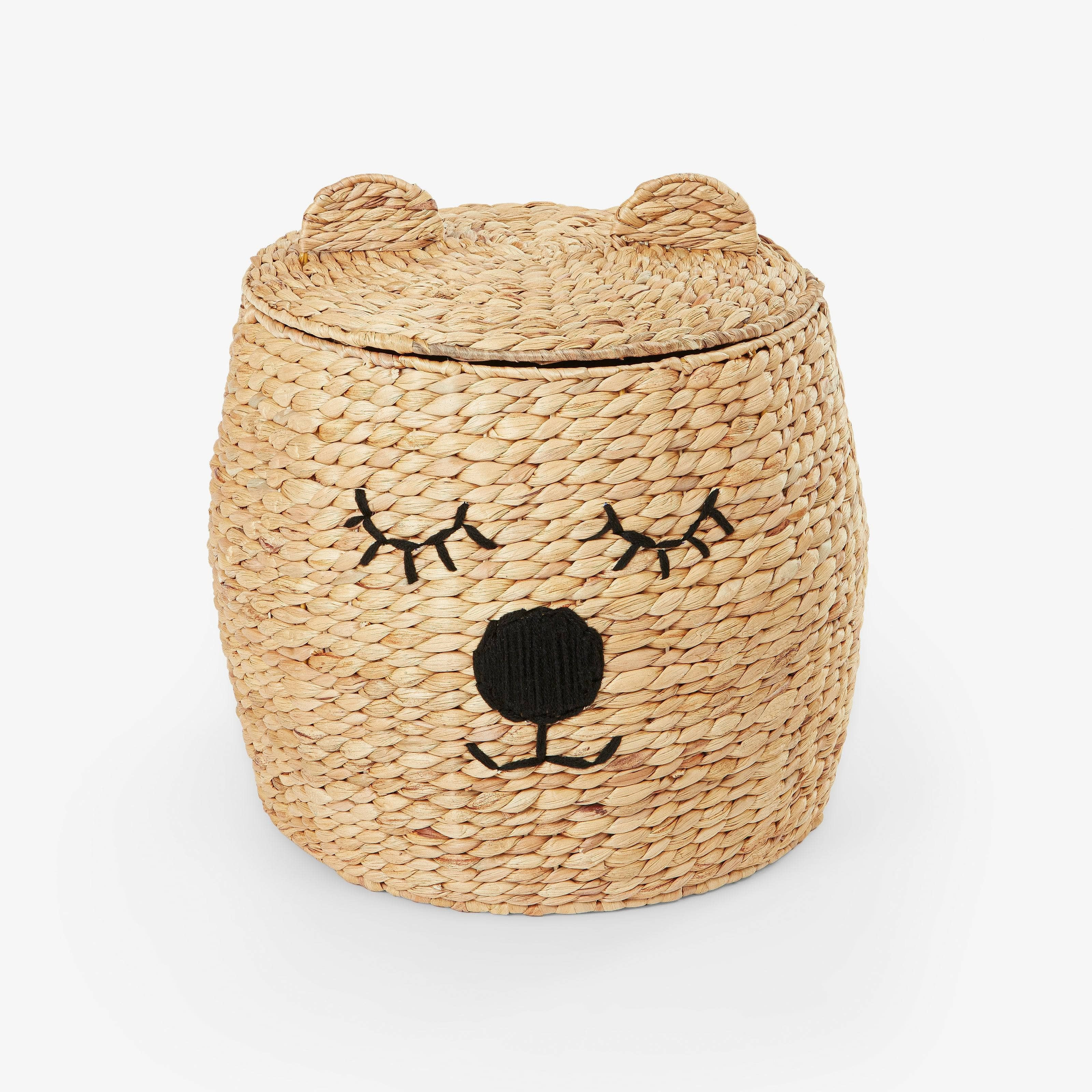Teddy Bear Water Hyacinth Basket, Natural by Sazy | ufurnish.com