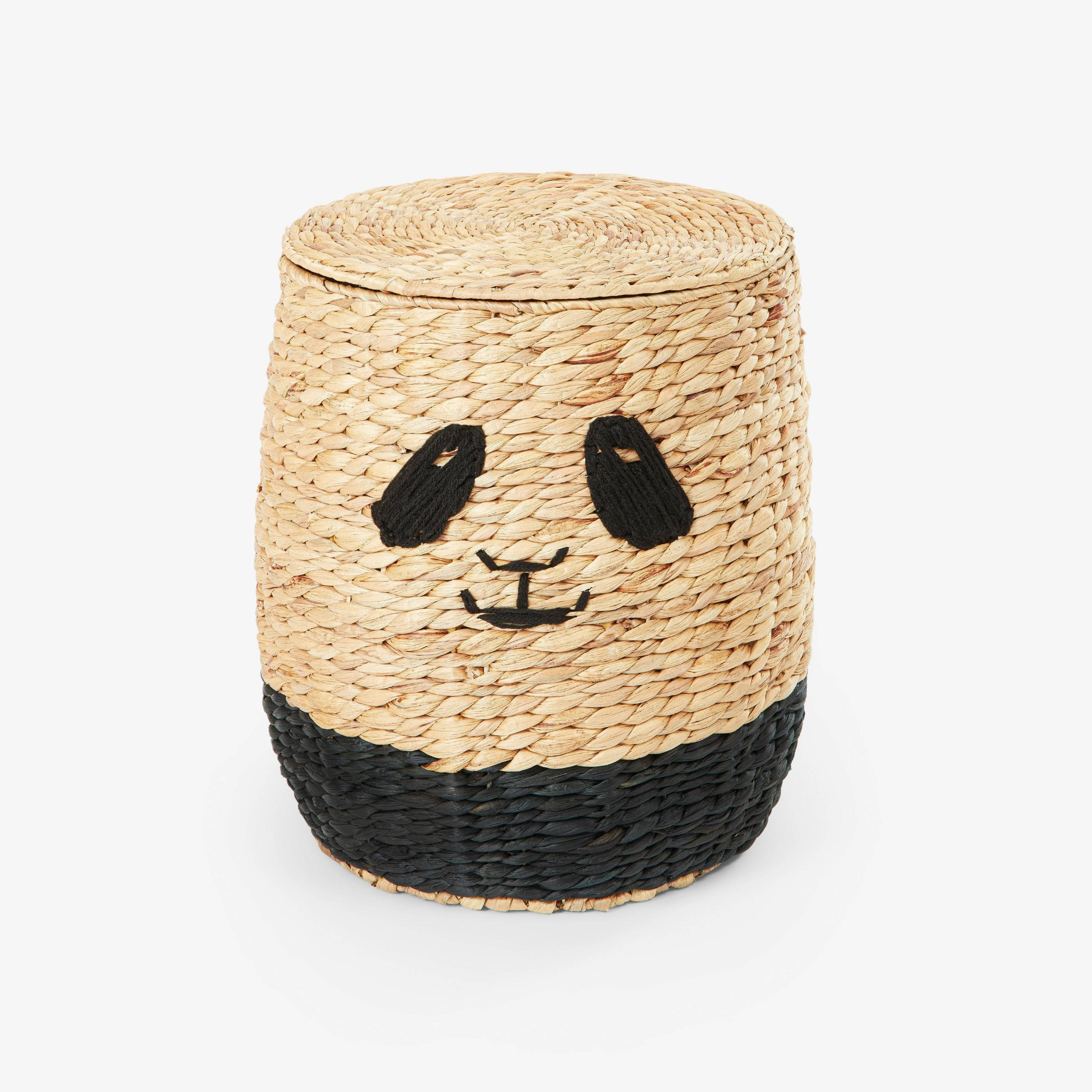 Panda Toy Basket With Lid, Natural by Sazy | ufurnish.com