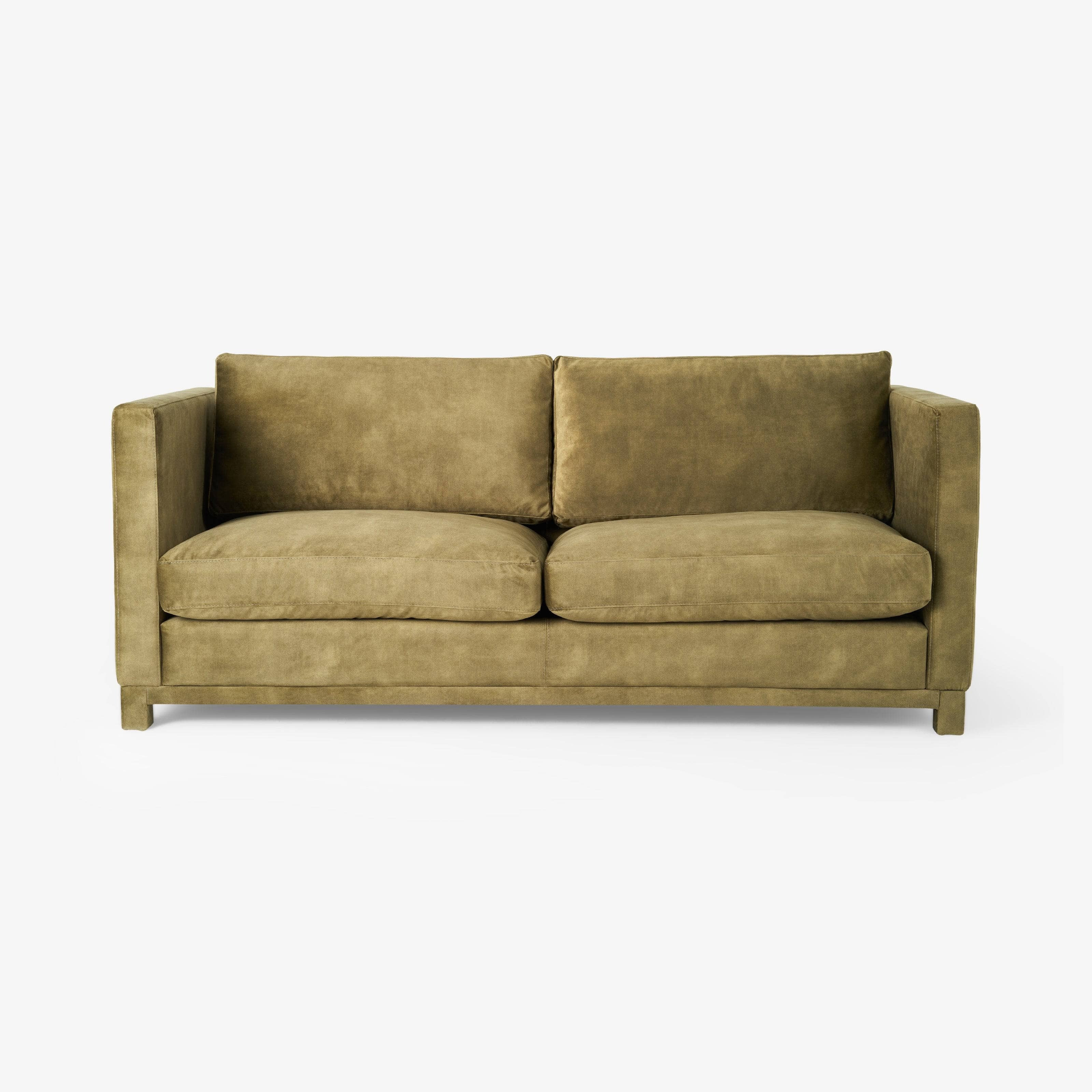 Walter 3 Seater Velvet Sofa, Khaki by Sazy | ufurnish.com