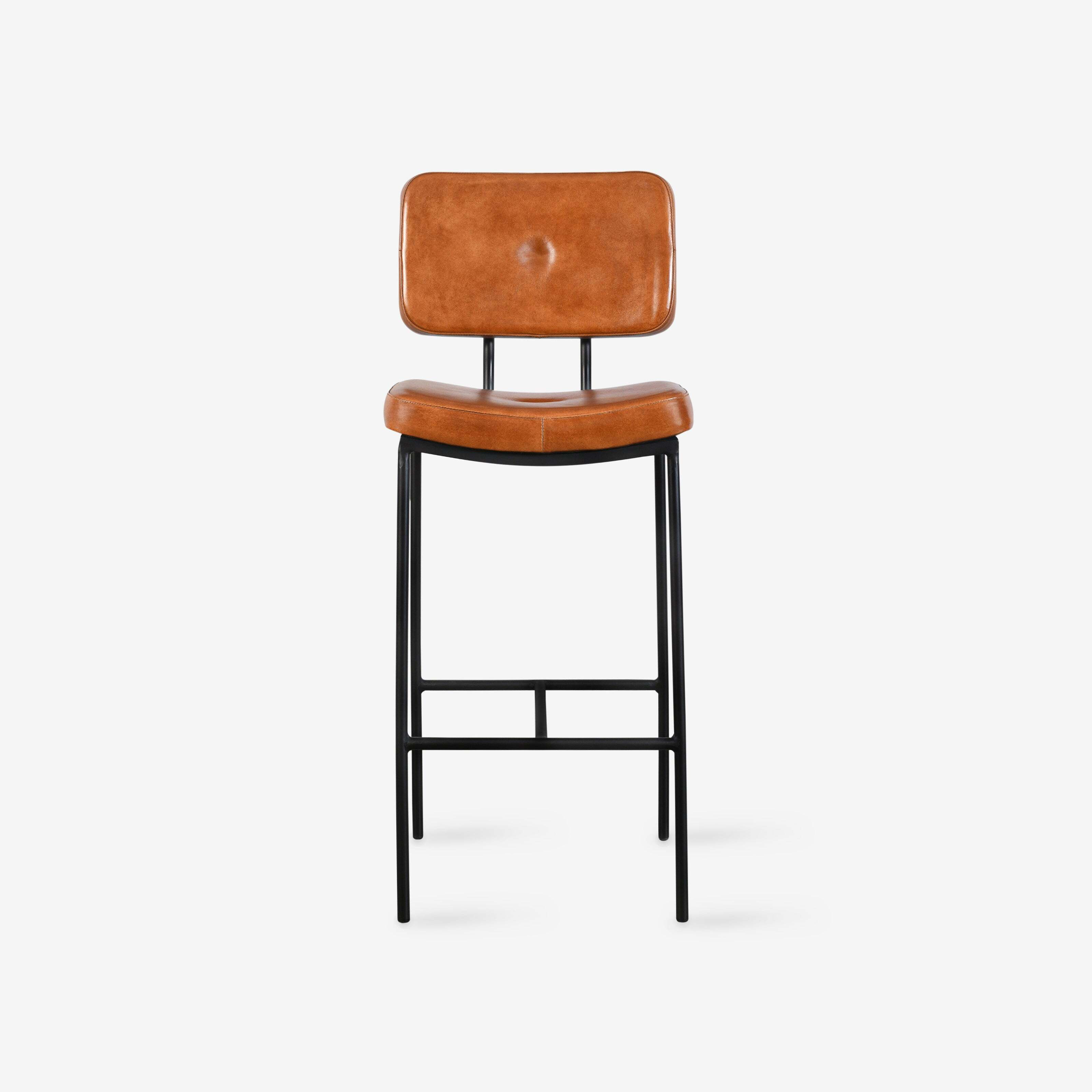 Ashby Leather Bar Stool, Tan by Sazy | ufurnish.com