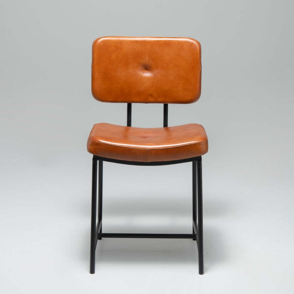 Ashby Leather Dining Chair, Tan by Sazy | ufurnish.com