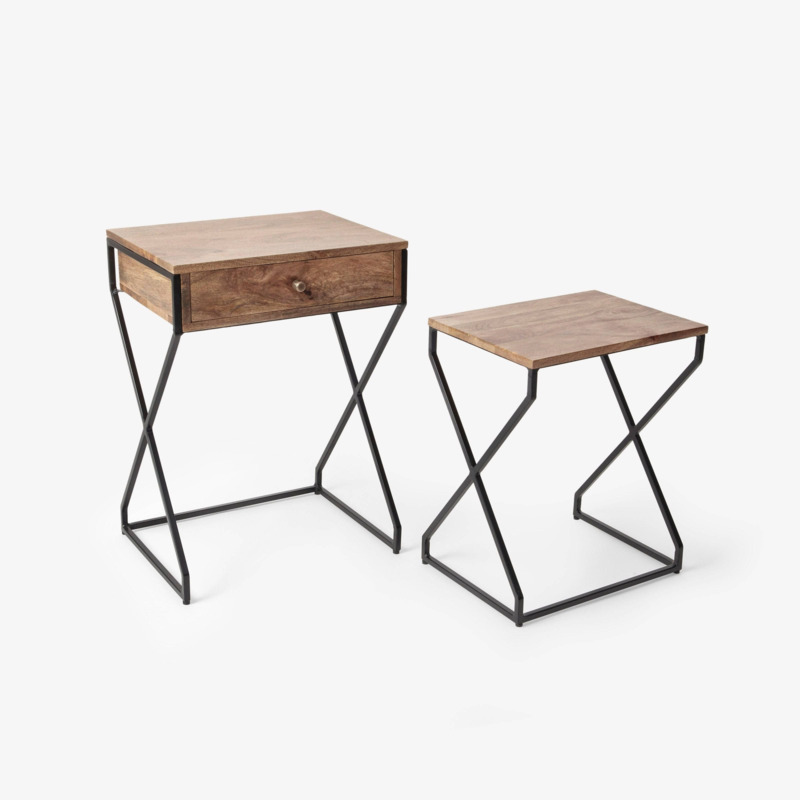Nomi Set of 2 Side Tables, Natural by Sazy | ufurnish.com