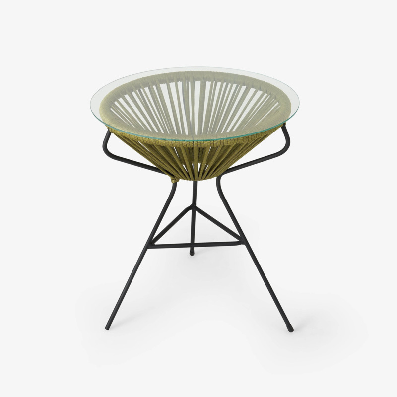 Mello Woven Garden Side Table, Khaki by Sazy | ufurnish.com