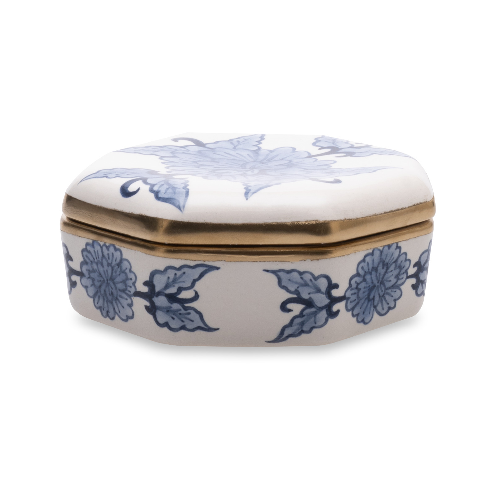 Bloom Hand Painted Jewellery Box, White - Blue by Sazy | ufurnish.com