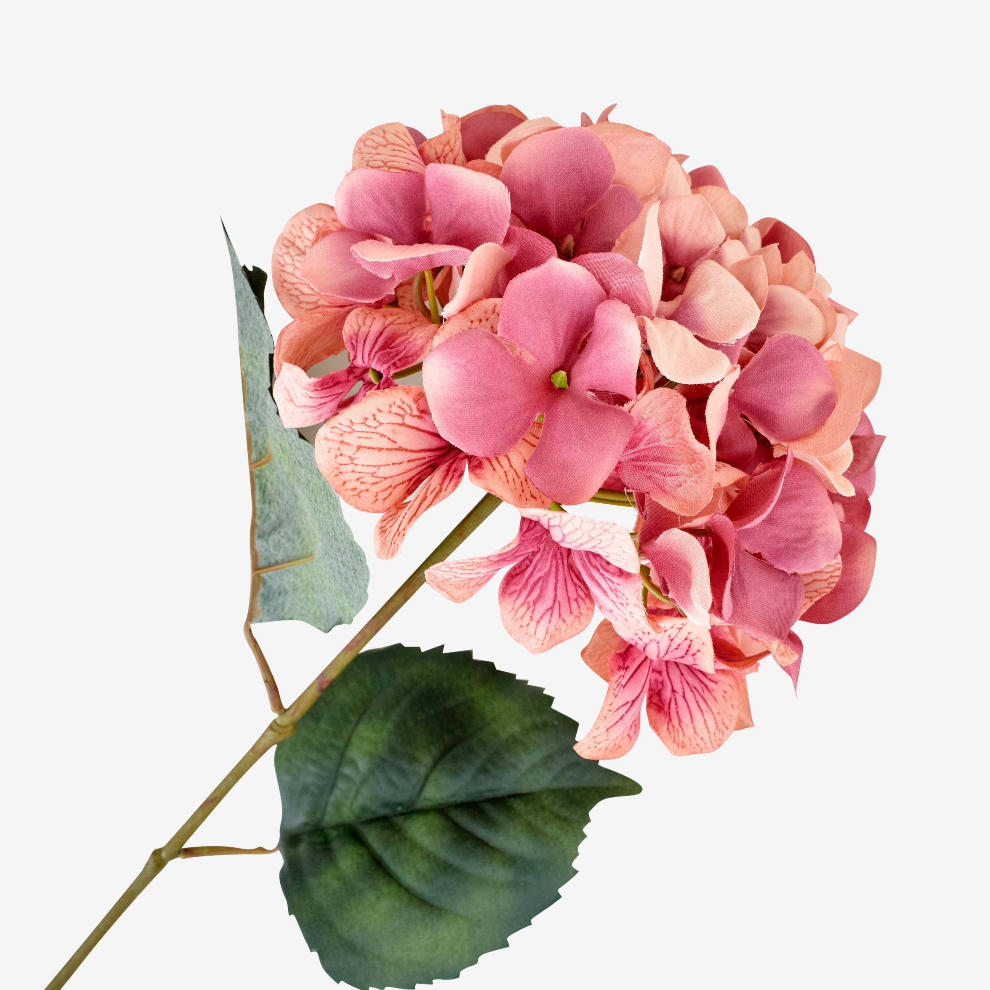 Artificial Hydrangea Flower Stem Pink, 60 cm by Sazy | ufurnish.com
