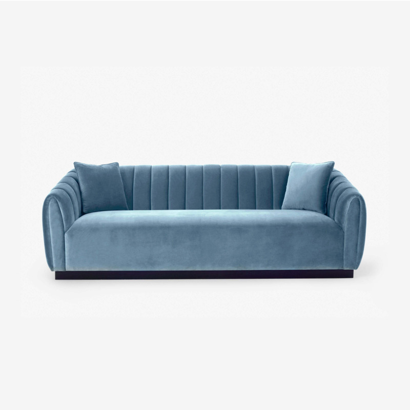 Celeste Velvet Sofa, Baby Blue by Sazy | ufurnish.com