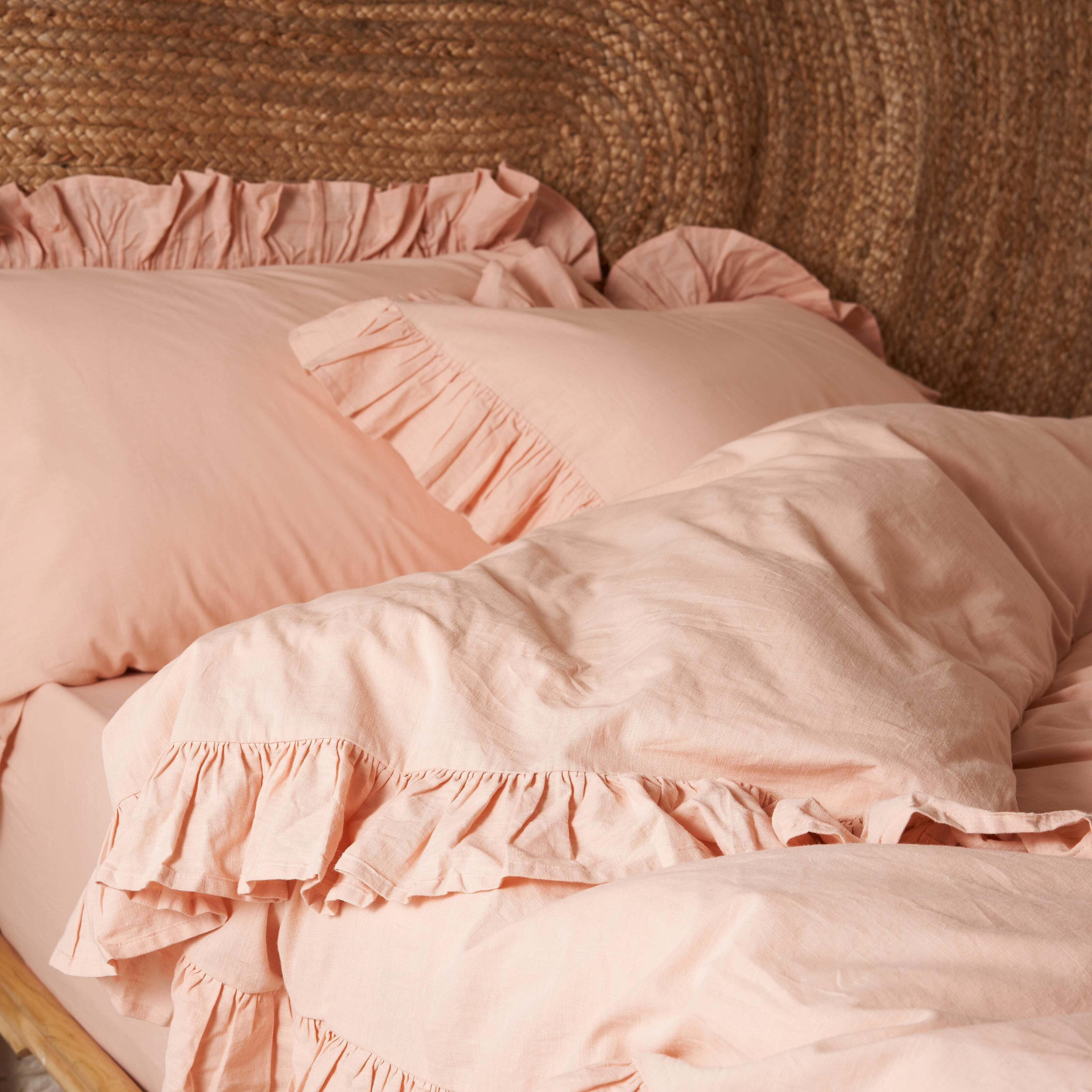 Ruby 100% Turkish Cotton Duvet Cover Set, Powder Pink, Super King Size ...