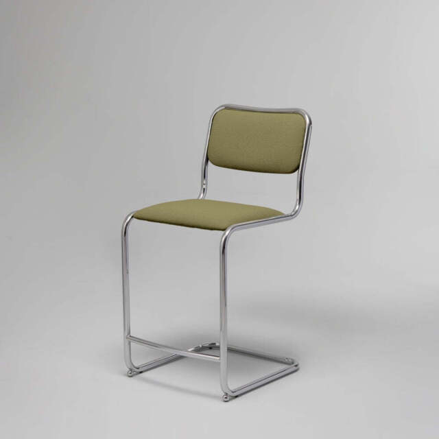 Loop Bar / Counter Stool, Chrome & Moss by Sazy | ufurnish.com