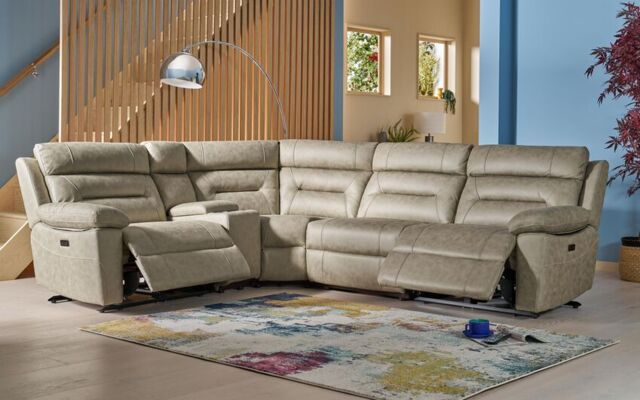 Endurance Fabric Fenix 1 Corner 2 Power Sofa with Console by SCS ...