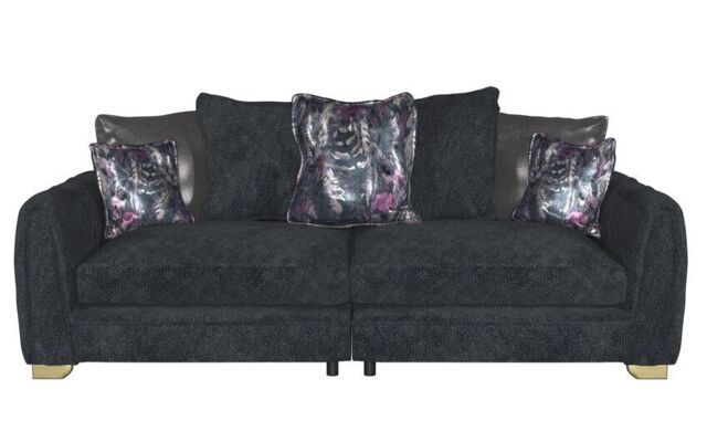 Ideal Home Black Drake Fabric 4 Seater Split Sofa Scatter Back by SCS ...