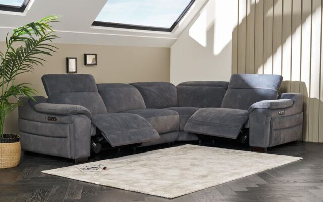 La-Z-Boy Fabric Austin 2 Corner 1 Power Sofa with Power Head Tilt ...