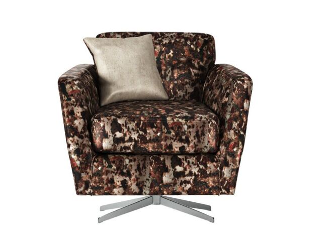 ScS Living Brown Esme Fabric Patterned Swivel Chair by SCS | ufurnish.com