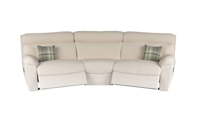 ScS Living Cream Cloud Fabric 4 Seater Curved Manual Recliner Sofa by ...