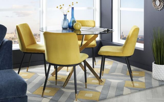 ScS Living Montero Bistro Dining Table & 4 Mustard Chairs by SCS ...