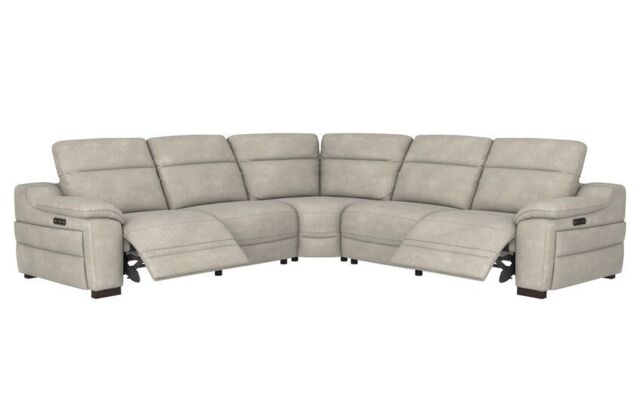 La-Z-Boy Grey Fabric Austin 2 Corner 2 Power Sofa with Power Head Tilt ...