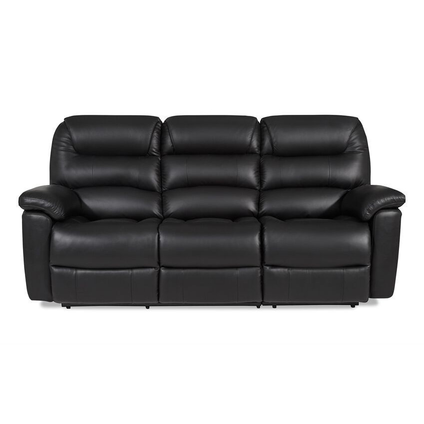 La-Z-Boy Black Staten Leather 3 Seater Static Sofa by SCS | ufurnish.com