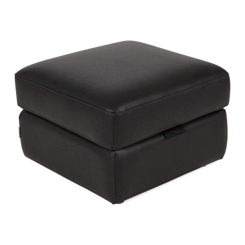 La-Z-Boy Black Staten Leather Storage Footstool by SCS | ufurnish.com