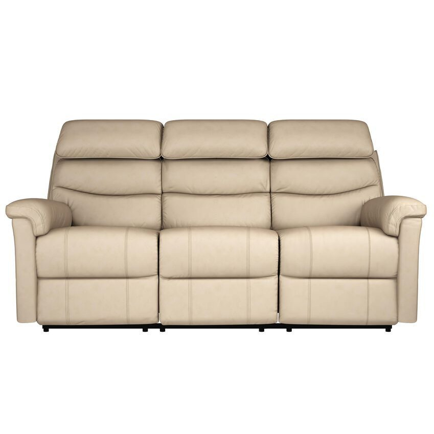 La-Z-Boy White Tulsa Leather 3 Seater Static Sofa by SCS | ufurnish.com