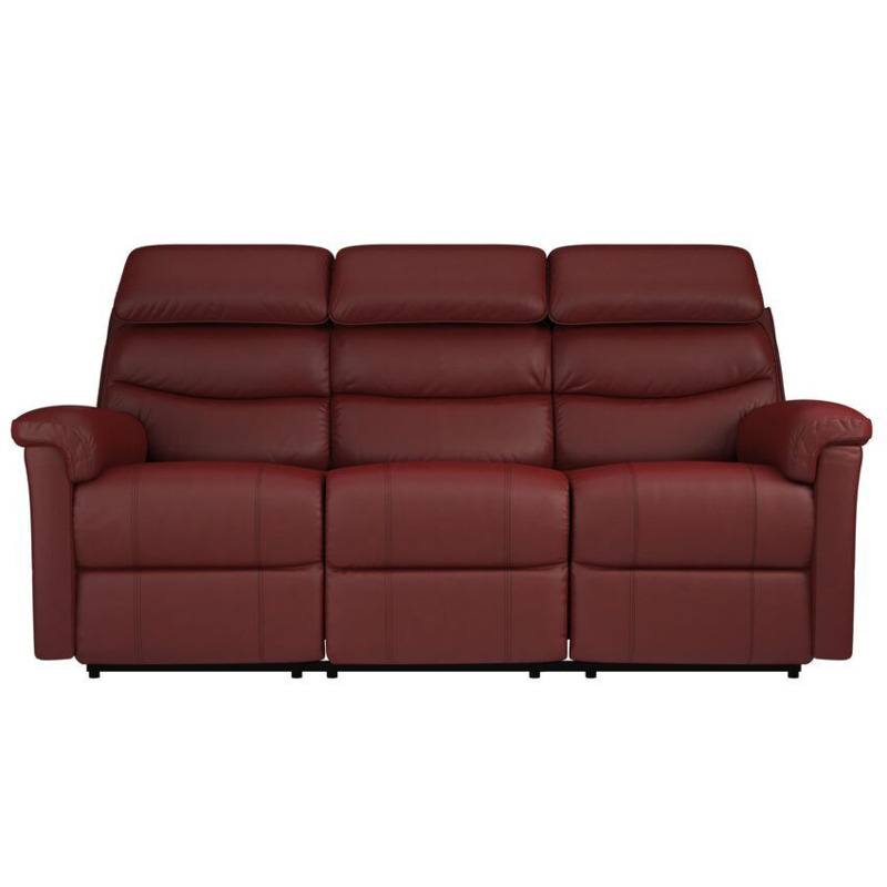 La-Z-Boy Red Tulsa Leather 3 Seater Static Sofa by SCS | ufurnish.com