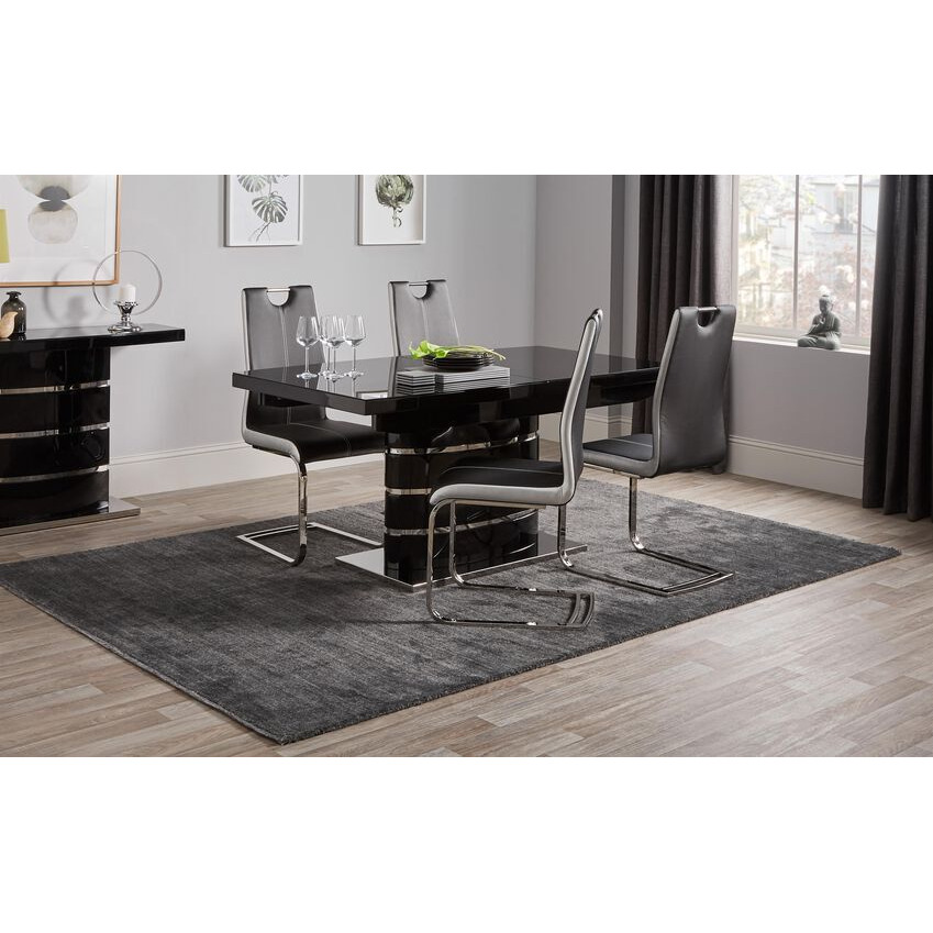 Rimini Black Dining Table & 4 Chairs by SCS | ufurnish.com