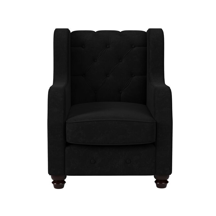 ScS Signature Black Fabric Chelsea Velvet Wing Chair by SCS | ufurnish.com