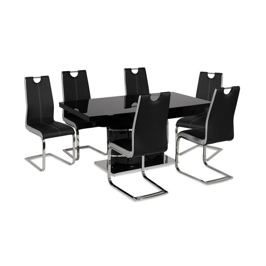 Rimini Black Dining Table & 6 Chairs by SCS | uFurnish.com