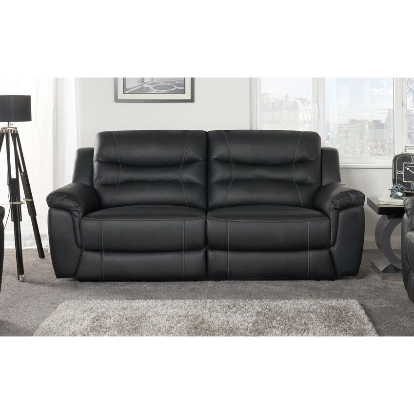ScS Living Axel Leather 3 Seater Sofa Black by SCS | ufurnish.com