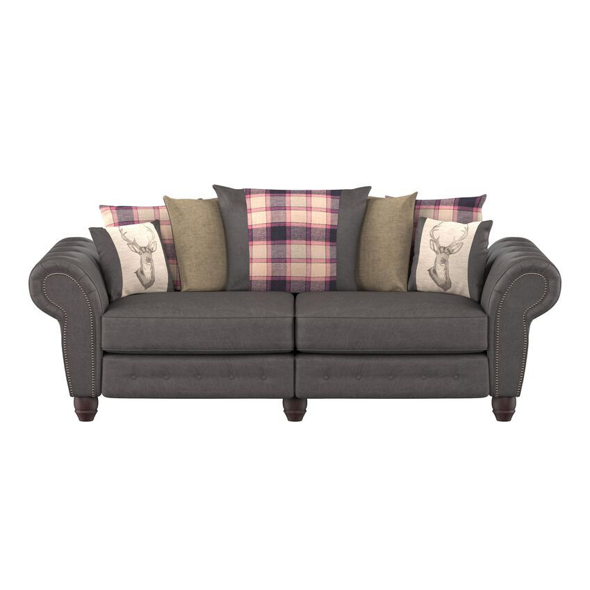 ScS Living Grey County Fabric 4 Seater Split Scatter Back Sofa by SCS ...