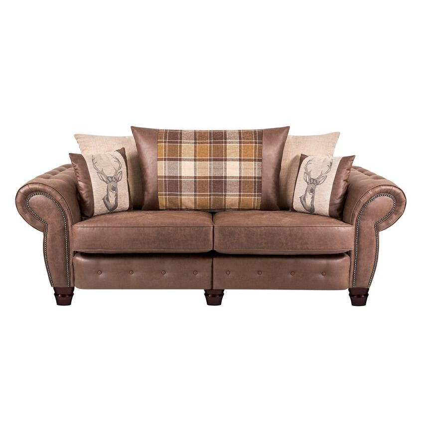 ScS Living Brown County Fabric 3 Seater Split Scatter Back Sofa by SCS ...