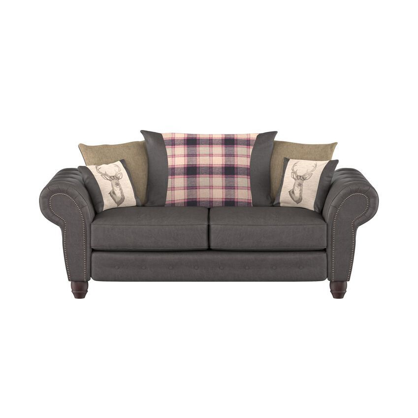 ScS Living Grey County Fabric 3 Seater Scatter Back Sofa - Sofa Sale by ...