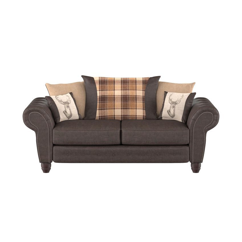 ScS Living Brown County Fabric 3 Seater Scatter Back Sofa - Sofa Sale ...